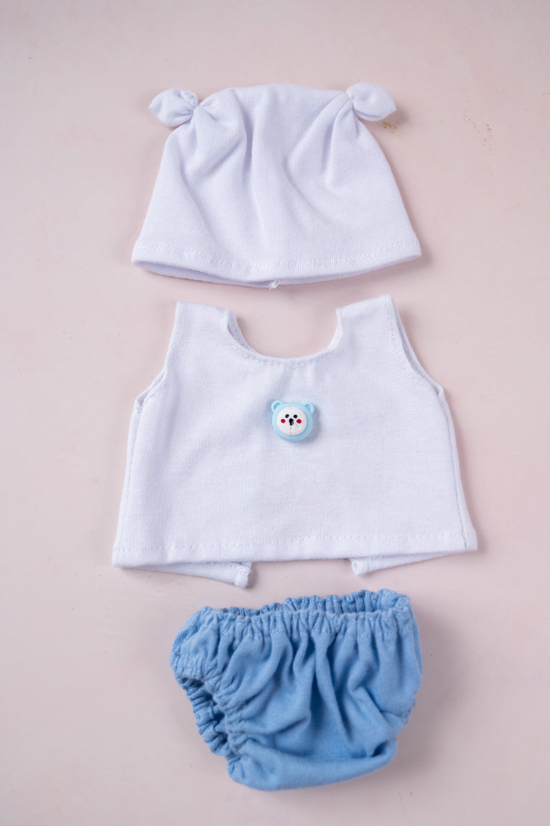White and Blue Boy's Set for 8" Dolls - Fall 2025 Collection – Maria Lynn Dolls